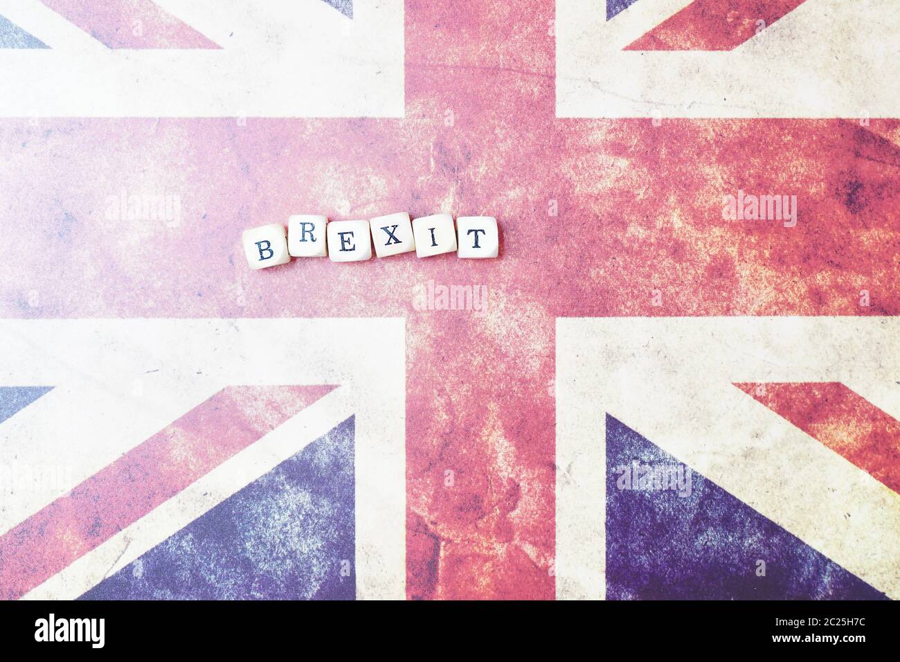 Brexit letter cube on Union Jack Stock Photo - Alamy