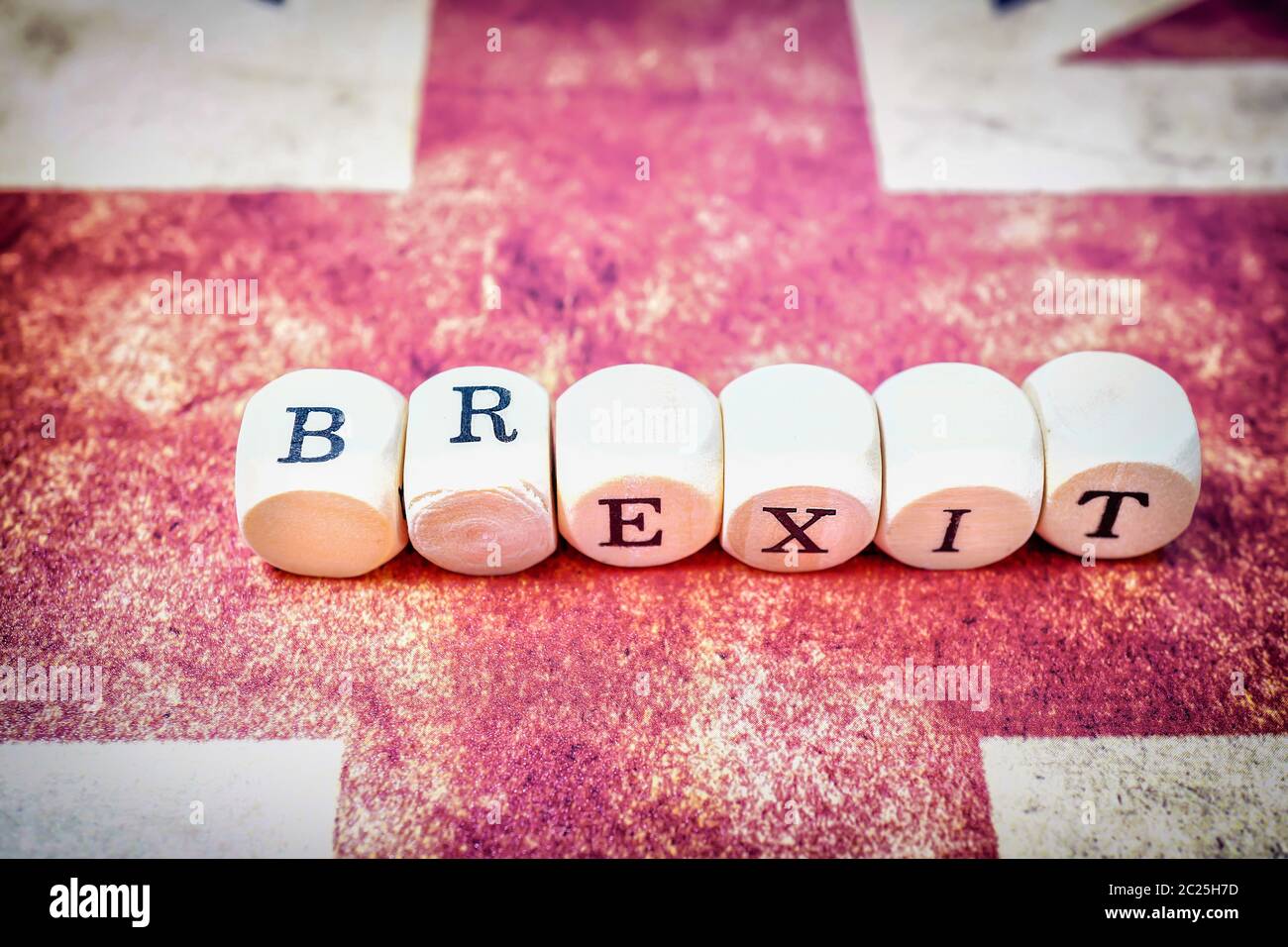Brexit letter cube on Union Jack Stock Photo - Alamy