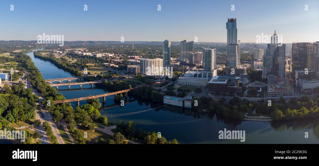 Aerial Panorama of Lamar Bridge and the Downtown Austin Buildings Stock ...