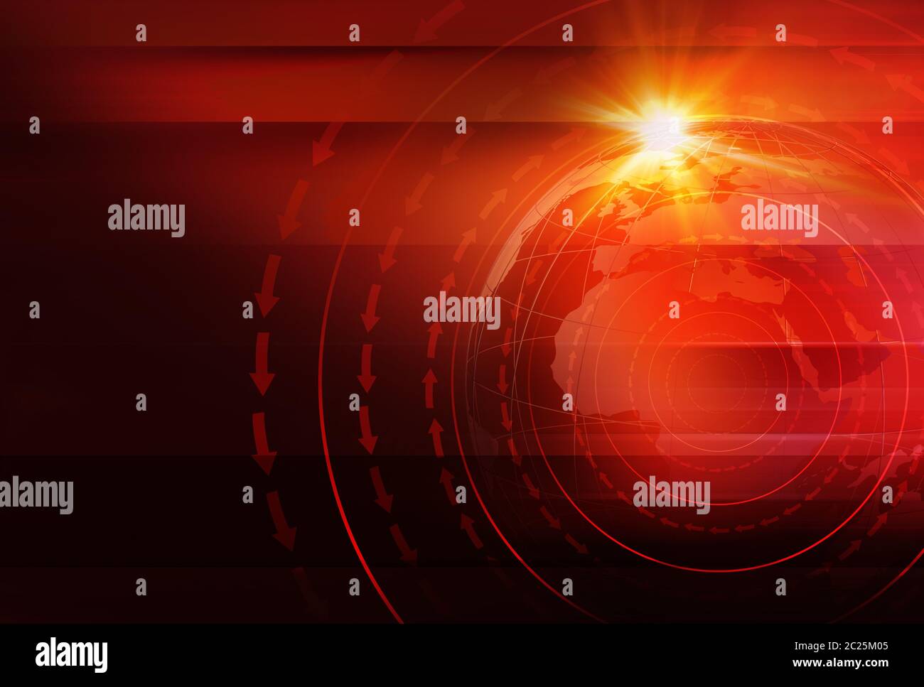 Graphical News Background with World Map and Round Circles and ...
