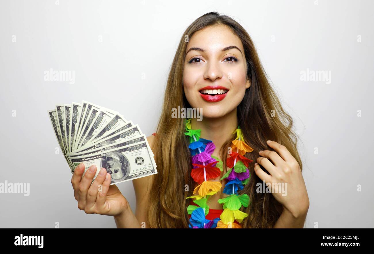 Female waving money hi-res stock photography and images - Alamy