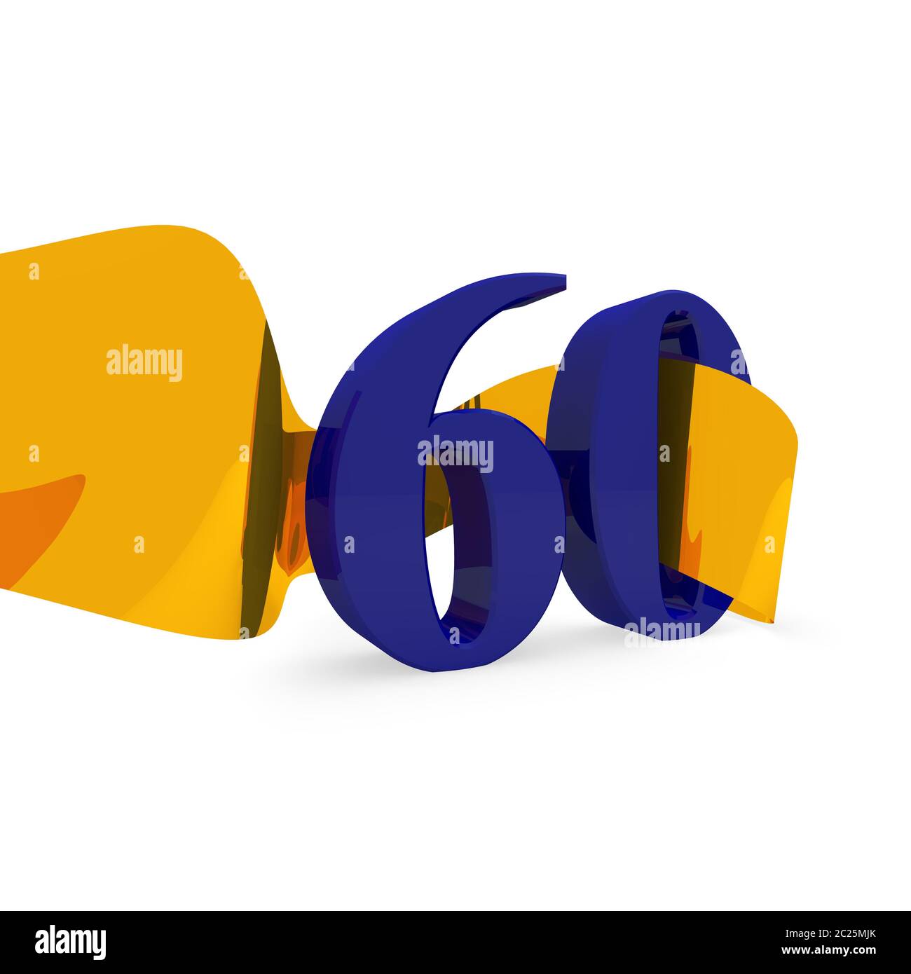 Big blue 60 with a golden ribbon, 3d rendering Stock Photo - Alamy