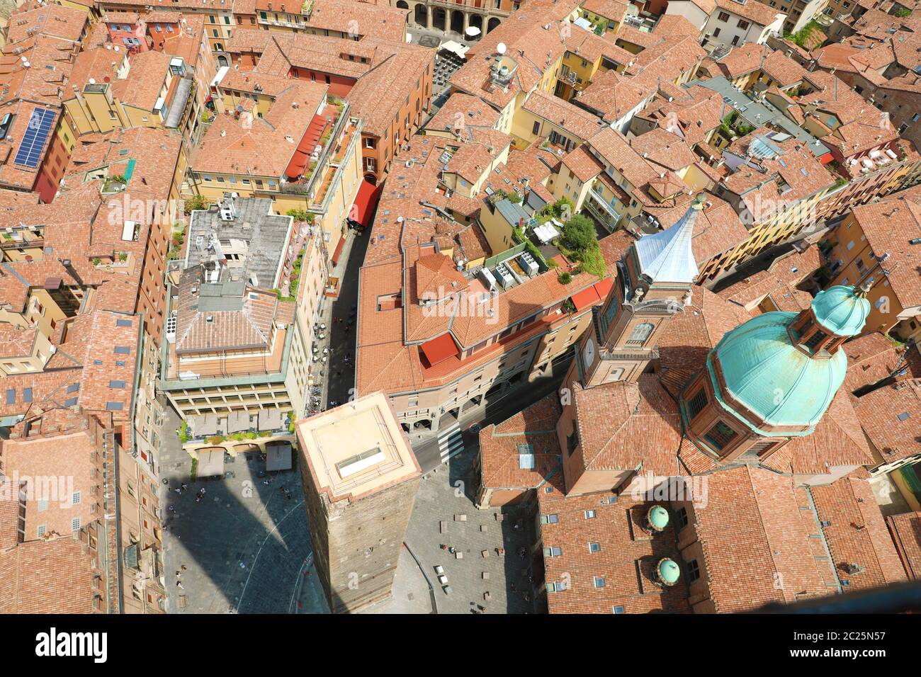 Bologna medieval cityscape view from the top of Asinelli tower with ...