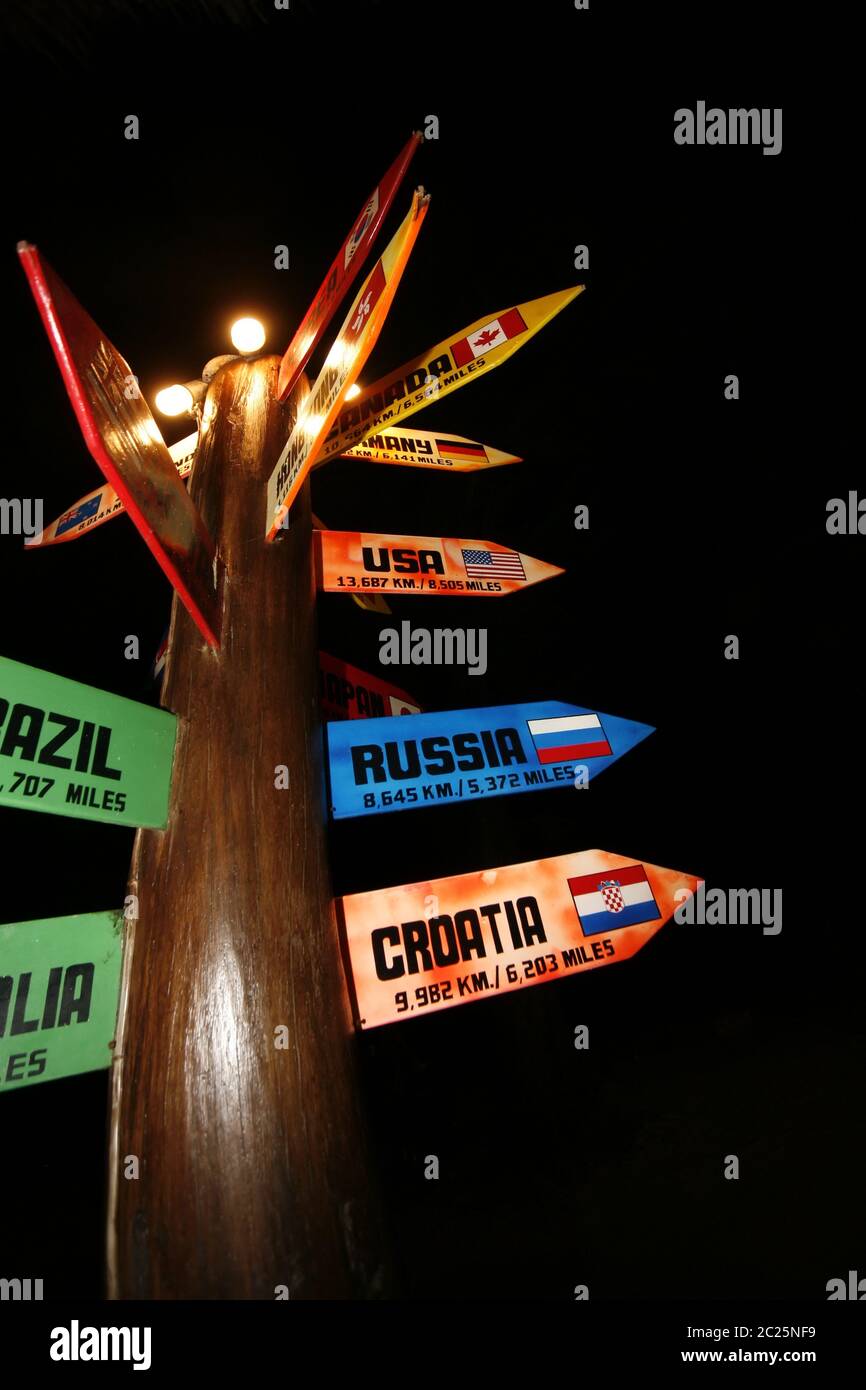 Signboard with directions to everywhere Stock Photo - Alamy