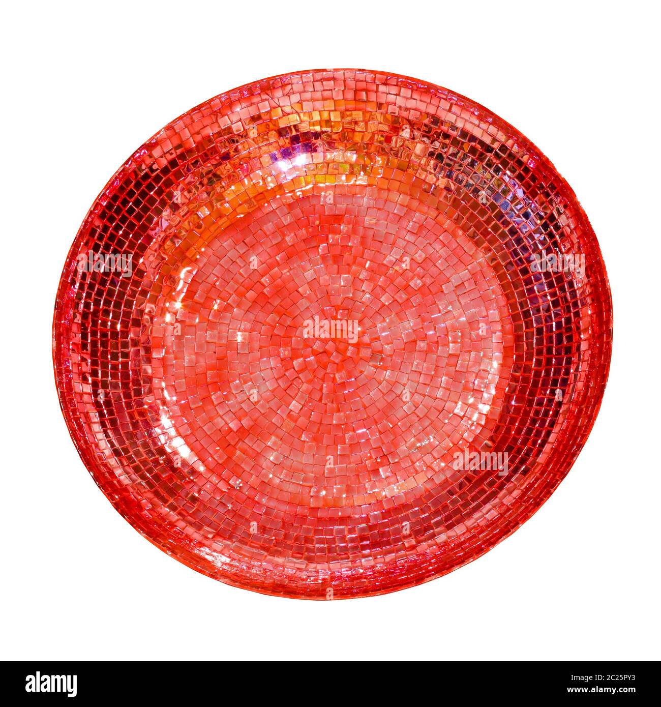 Red plate with shiny disco ball texture Stock Photo - Alamy