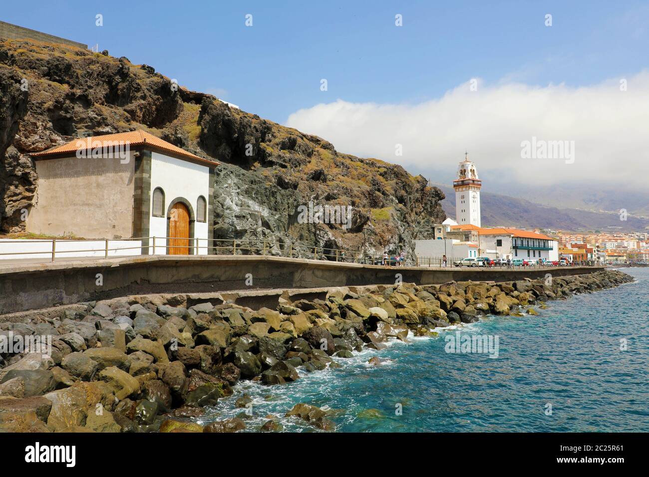 Beautiful view of the town of Candelaria with the basilica in the ...