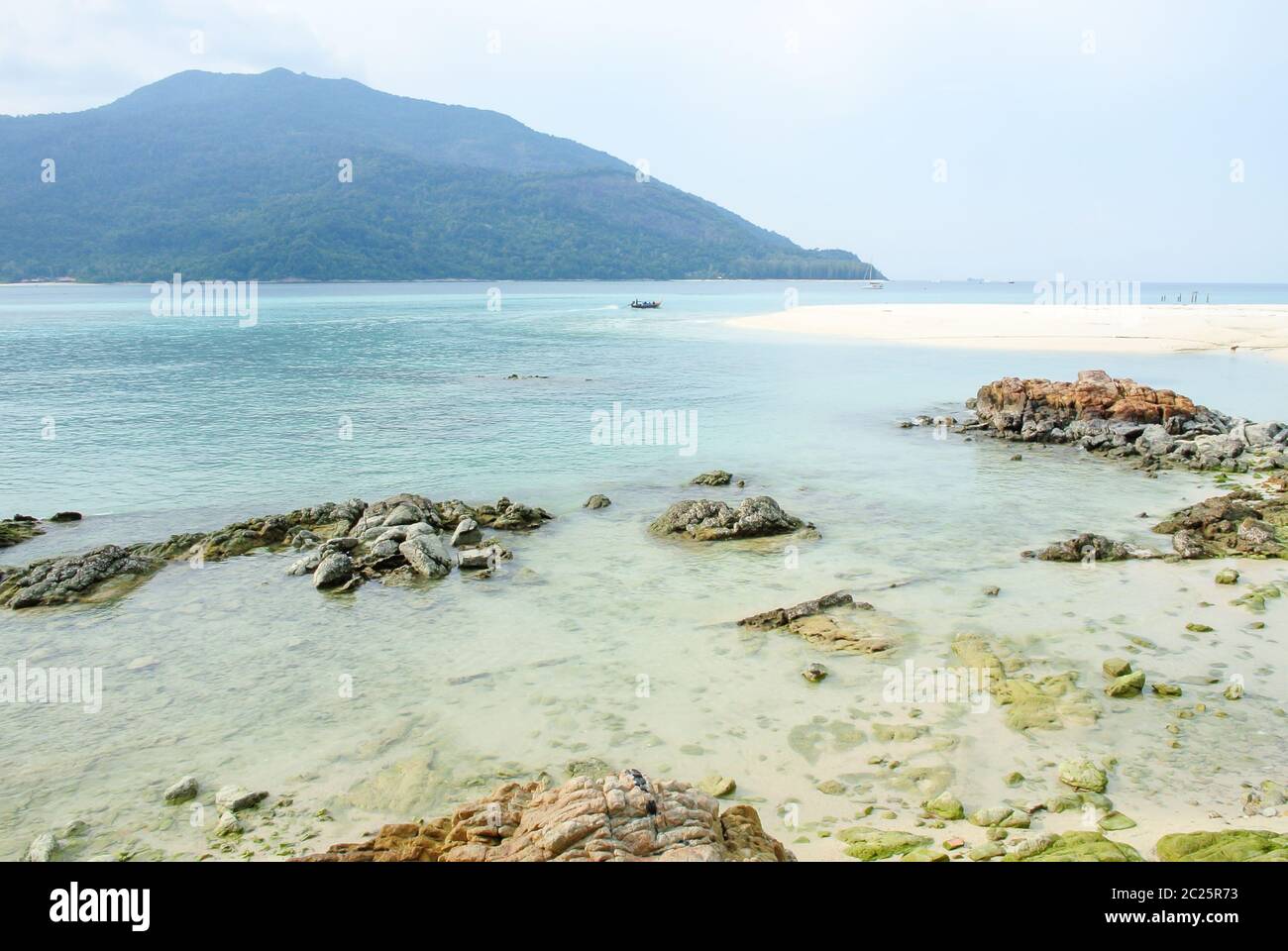 Sea tropical landscape with mountains and rocks Stock Photo - Alamy