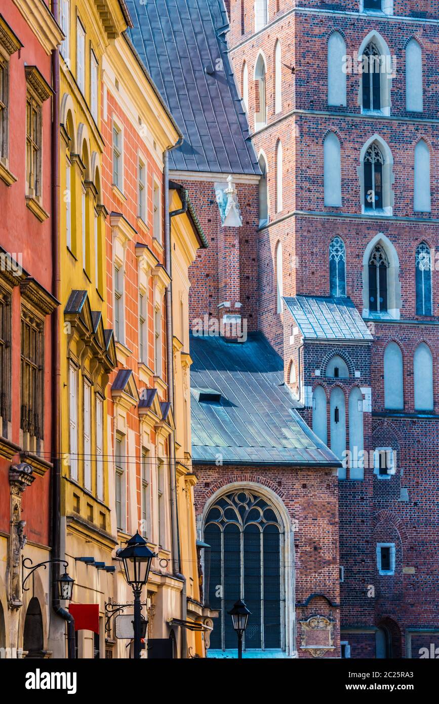 Historic architecture of the old town in Krakow, Poland Stock Photo - Alamy