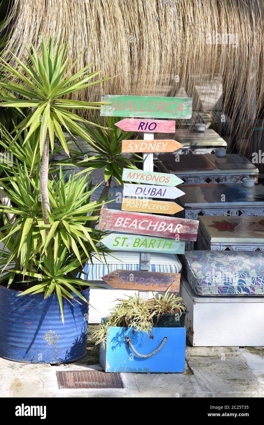 Colorful sign post Stock Photo - Alamy