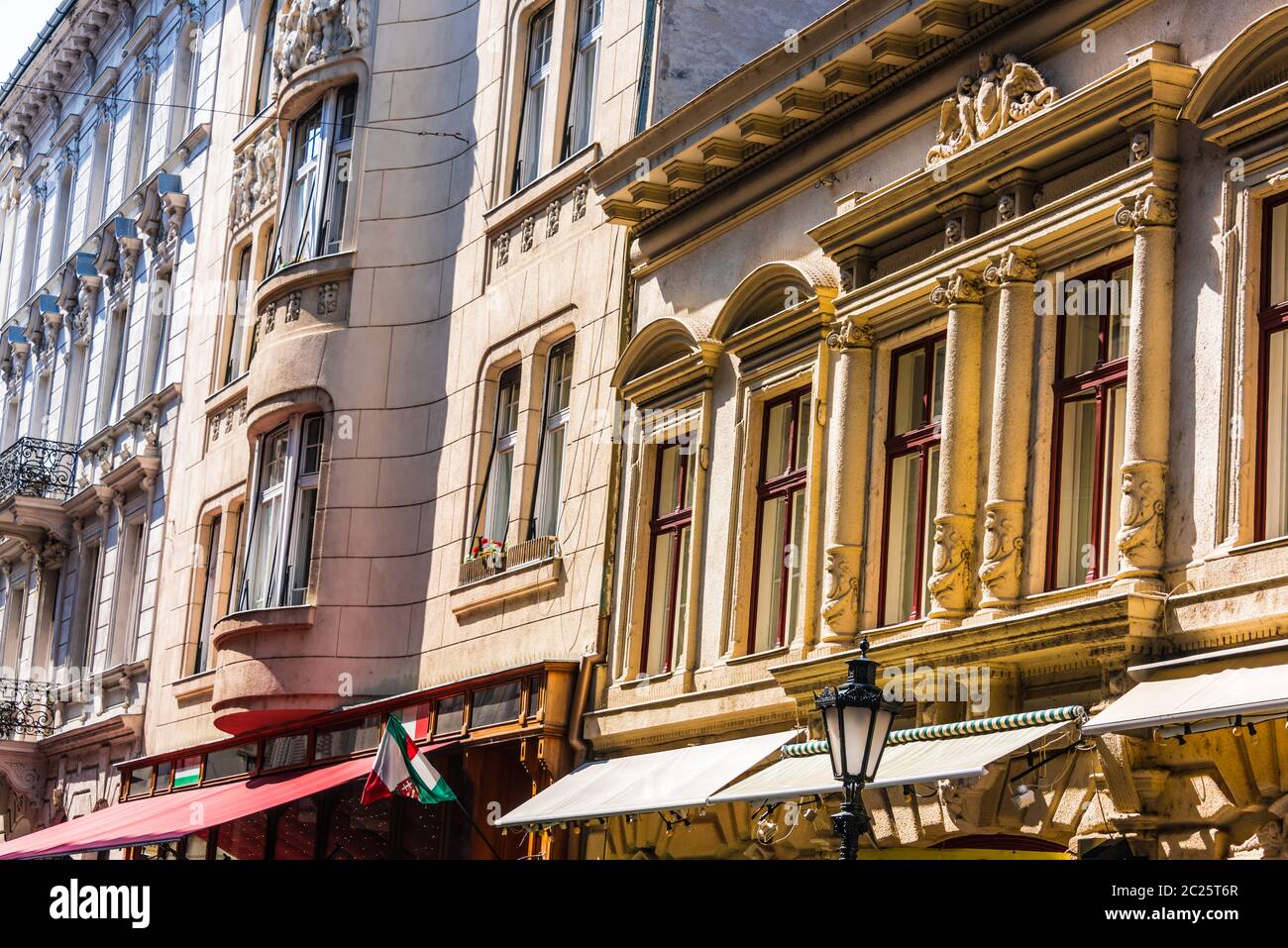 Famous Vaci street, the main shopping street in Budapest, Hungary Stock ...