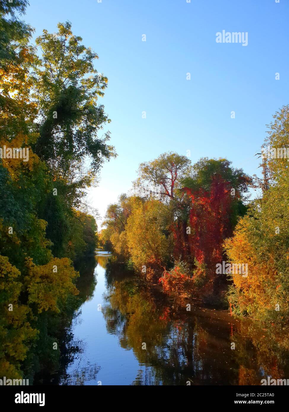 Wonderful river landscape in the indian summer at the river Gera in ...
