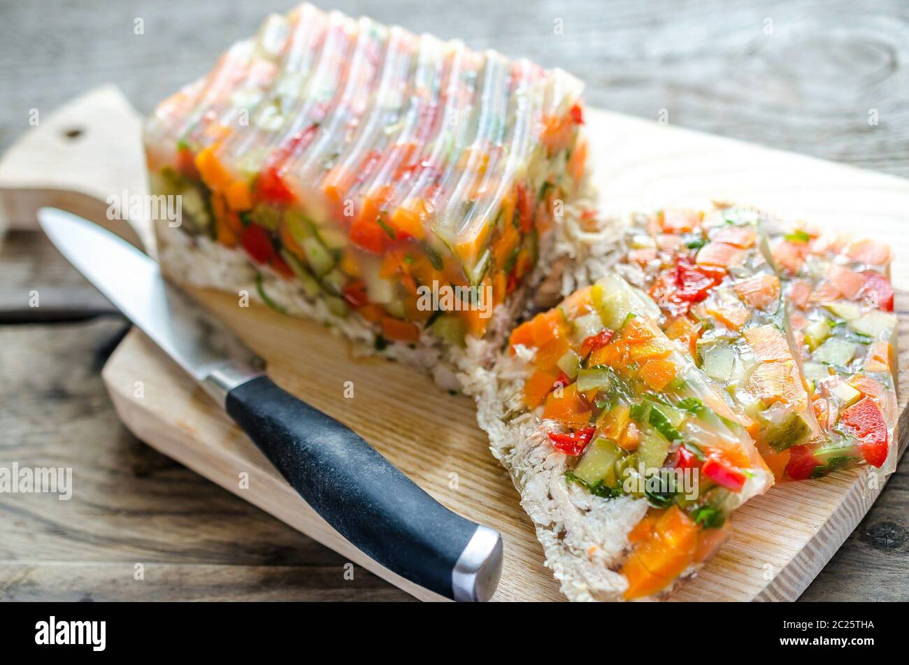 Chicken galantine with vegetables Stock Photo - Alamy