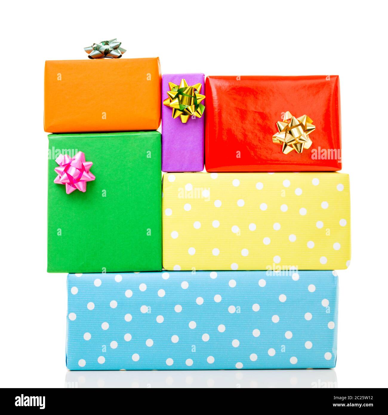 Colorful birthday gift boxes isolated on white background. Birthday ...