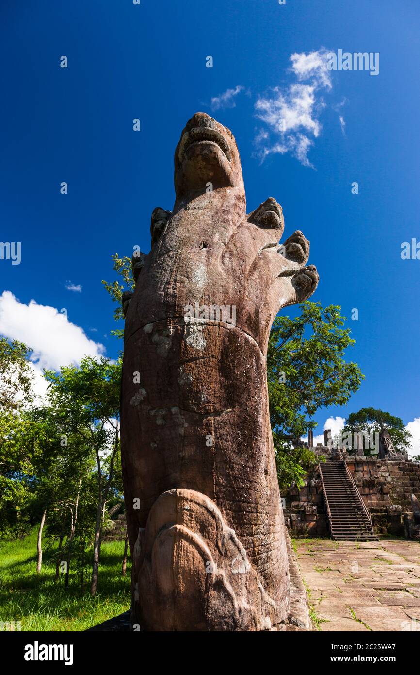 Preah Vihear Temple, Parapet of seven heads cobra, near Gopura i(1st ...