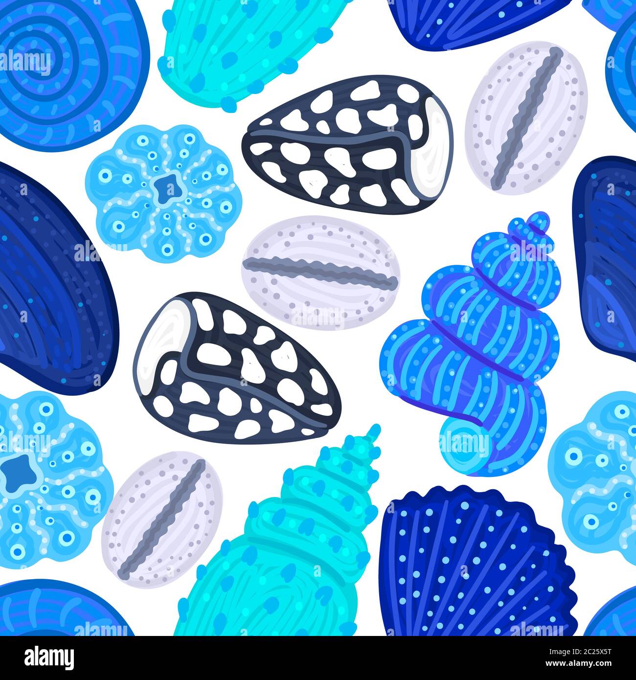 Vector seamless pattern with colorful shells. Ornament with seashells ...