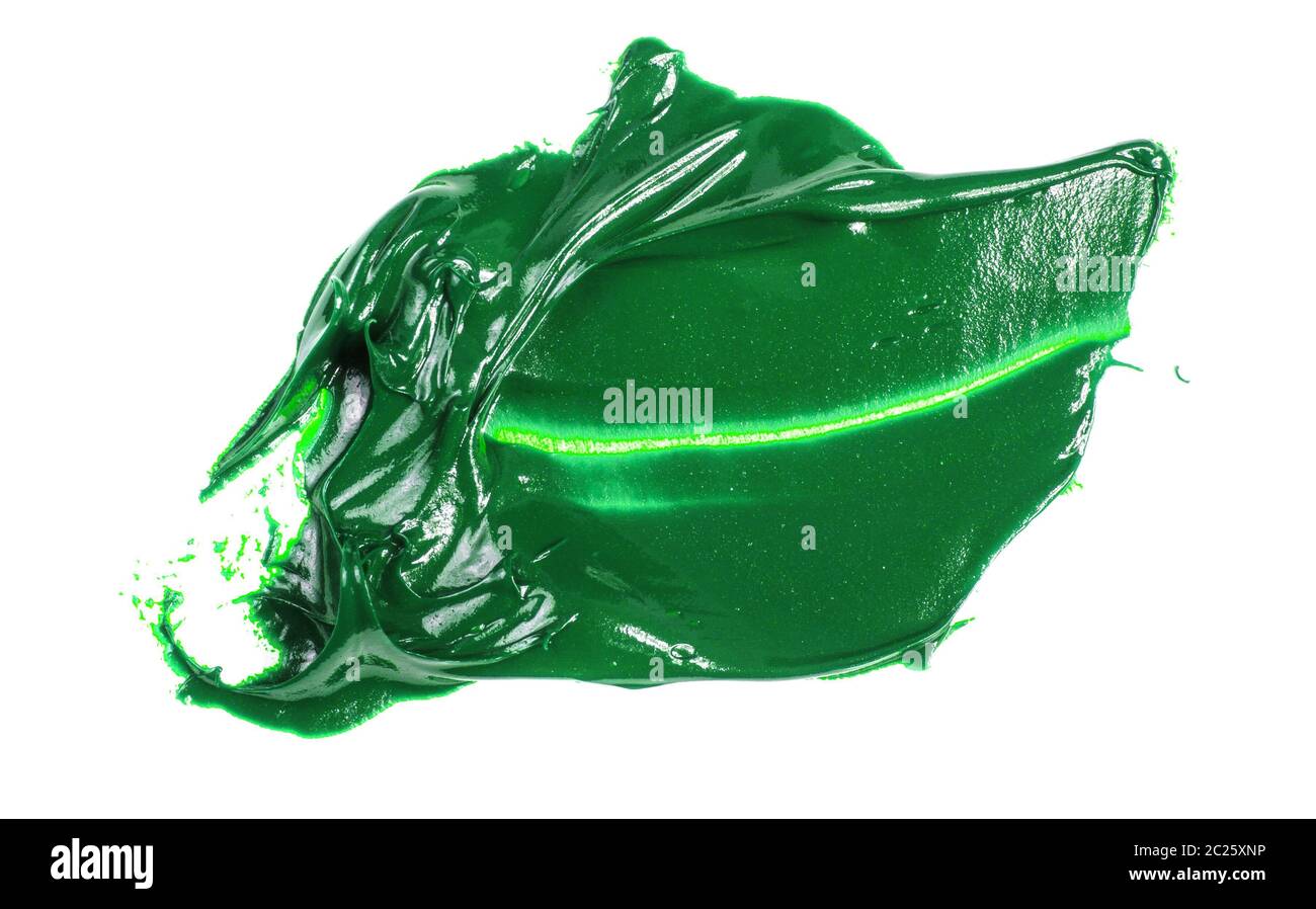 smear of green oil paint on a white Stock Photo - Alamy