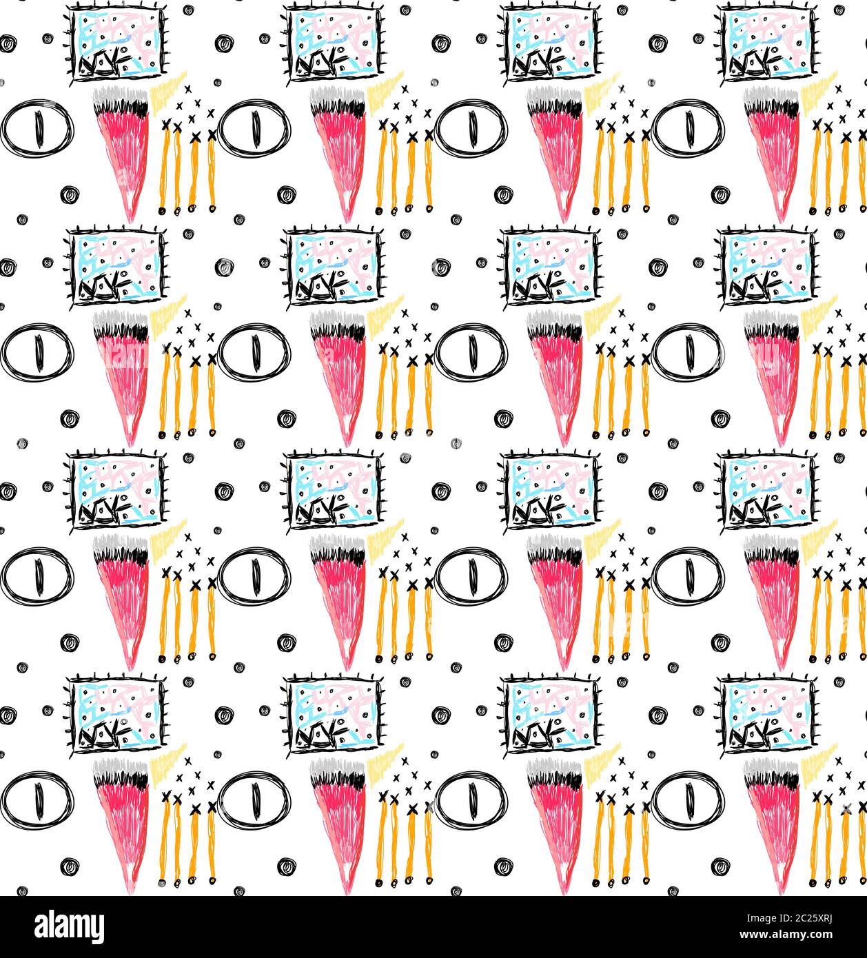 Abstract seamless pattern with hand drawn scribbles, scruffy doodles ...