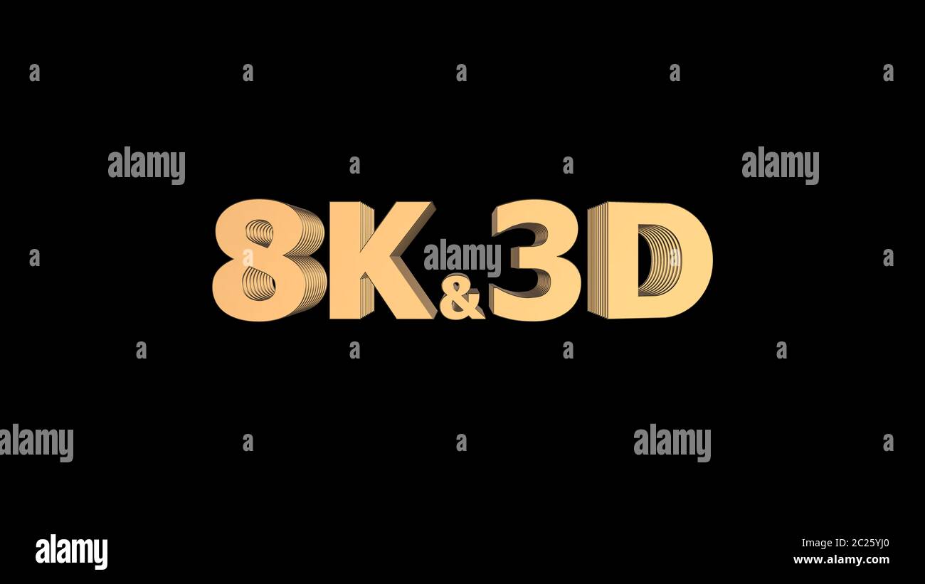 The 3d rendering of 8k and 3d isometric wording ICON Stock Photo - Alamy