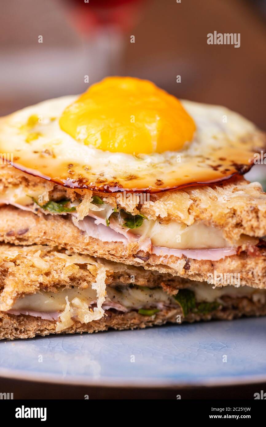 closeup of a french croque madame Stock Photo - Alamy