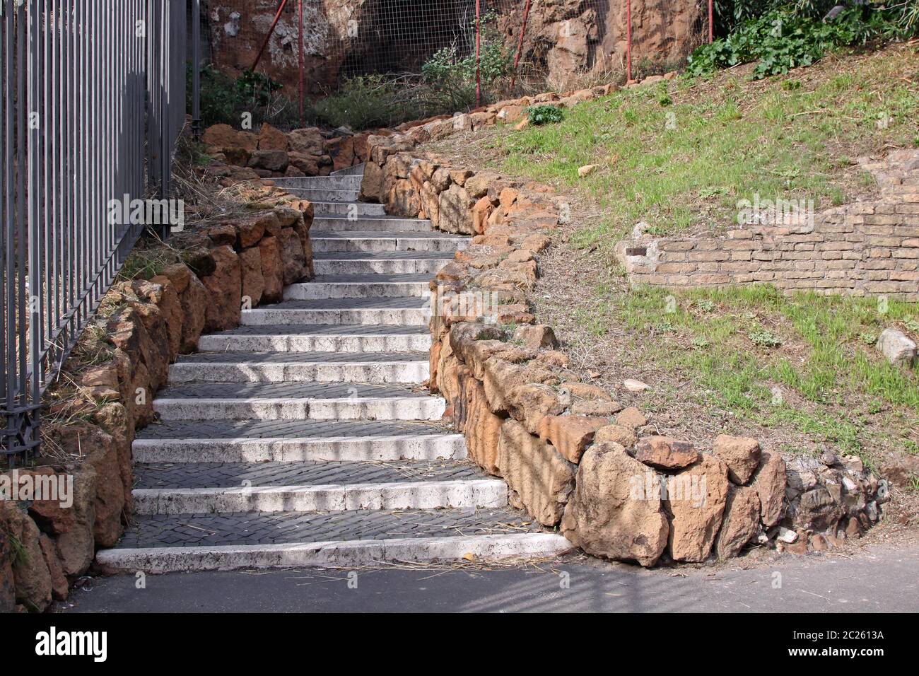 Outdoor Stairway With Stones in Rome Italy Stock Photo - Alamy