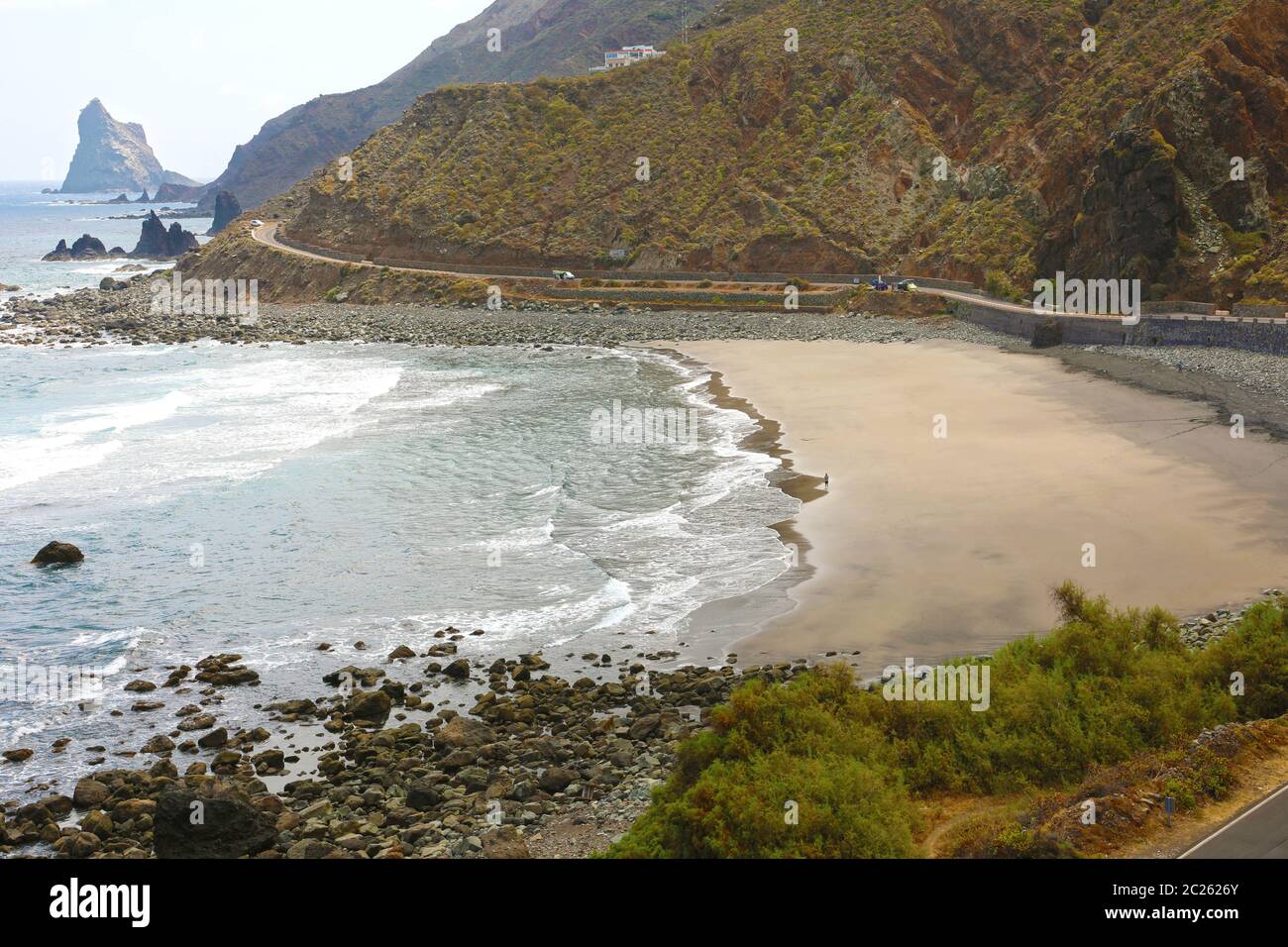 Playa de Almaciga beautiful beach with black sand, Tenerife, Spain ...