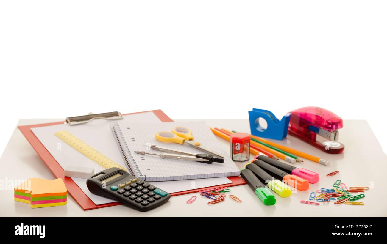 Colorful school or college equipment. Education Stock Photo - Alamy