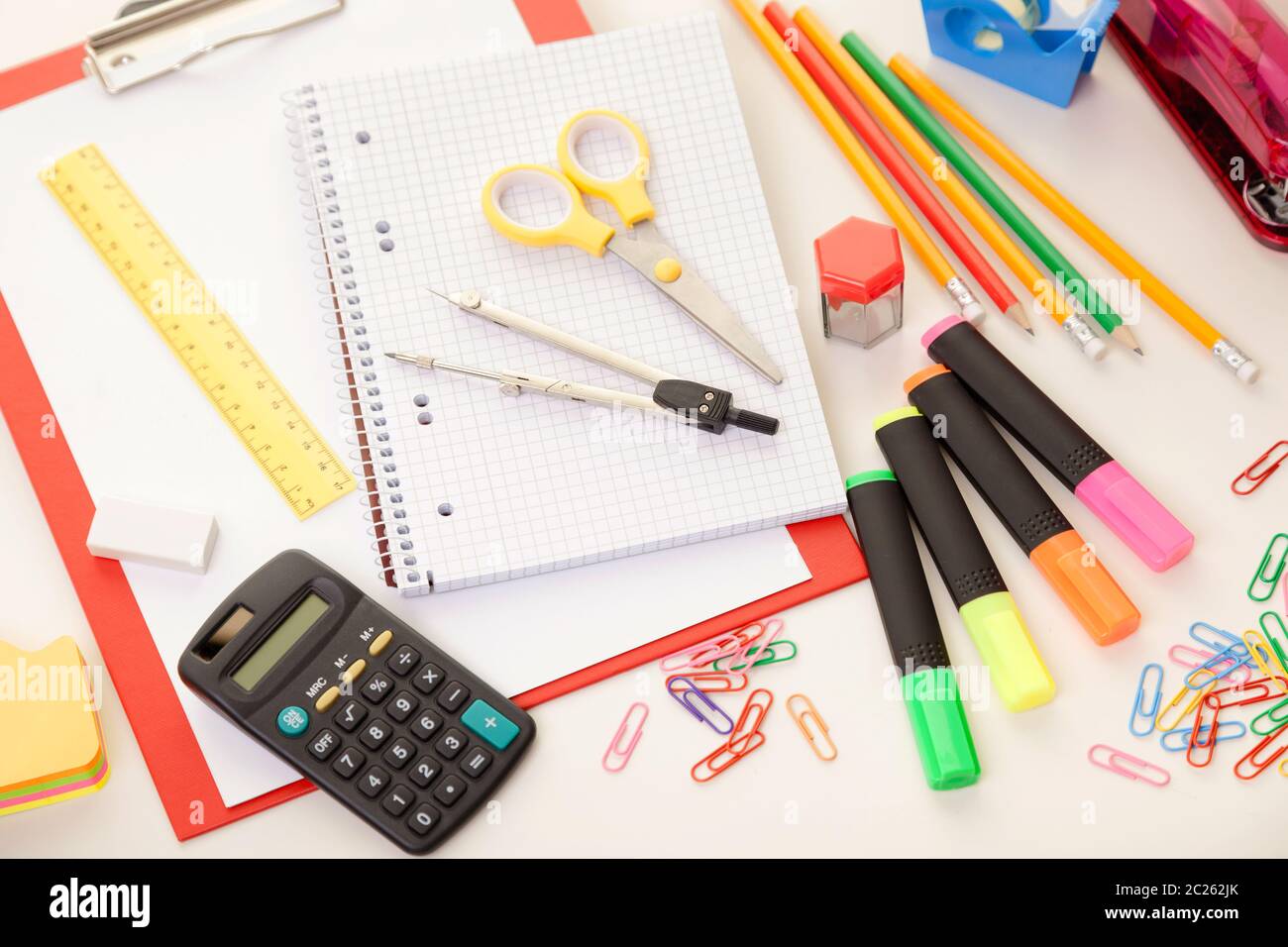 Colorful school or college equipment. Education Stock Photo - Alamy