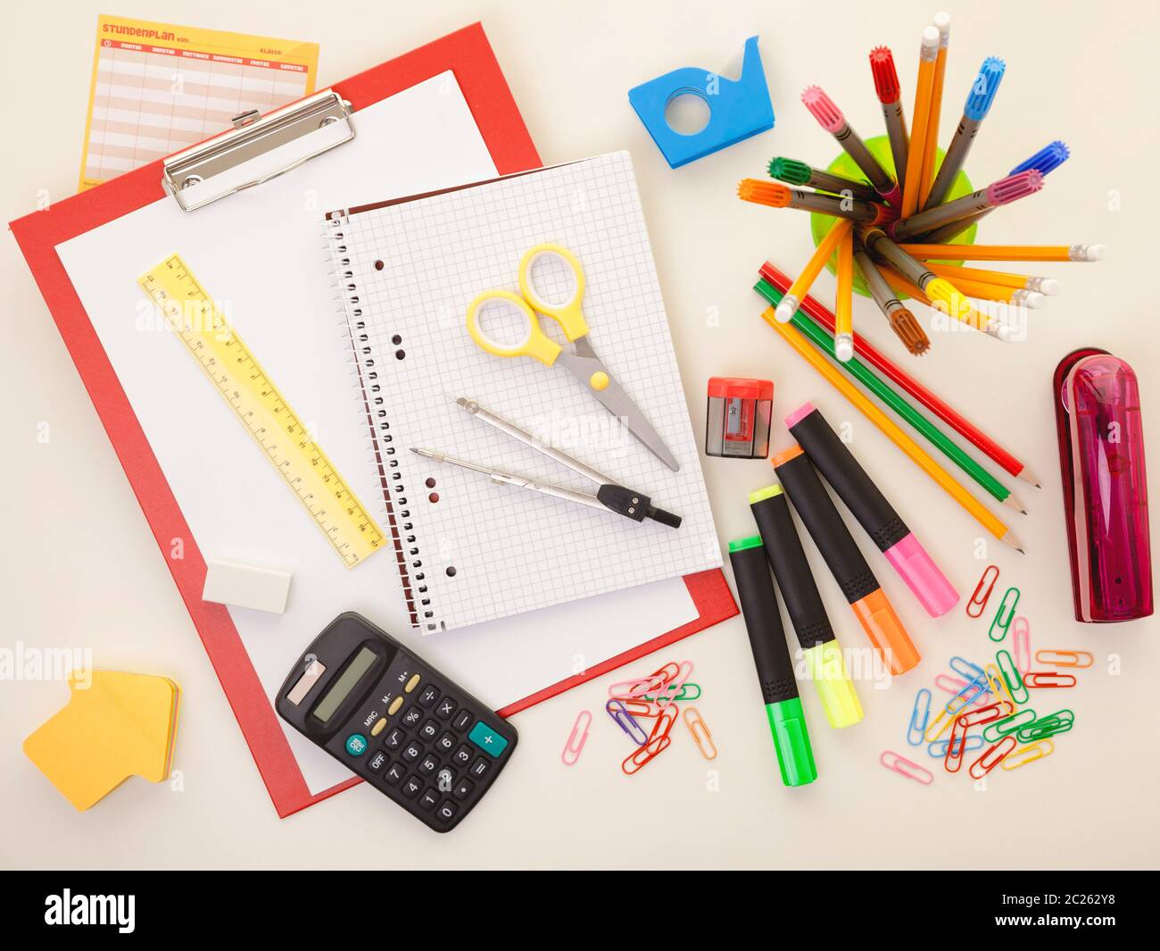 Colorful school or college equipment. Education Stock Photo - Alamy