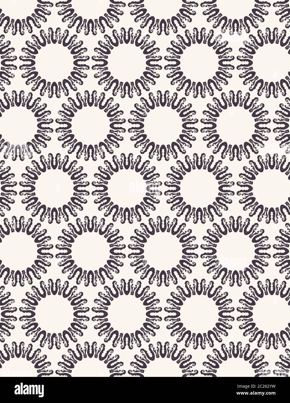 Hand Drawn Persian Sun Circle Motif Seamless Pattern. Ornate Arabesque ...