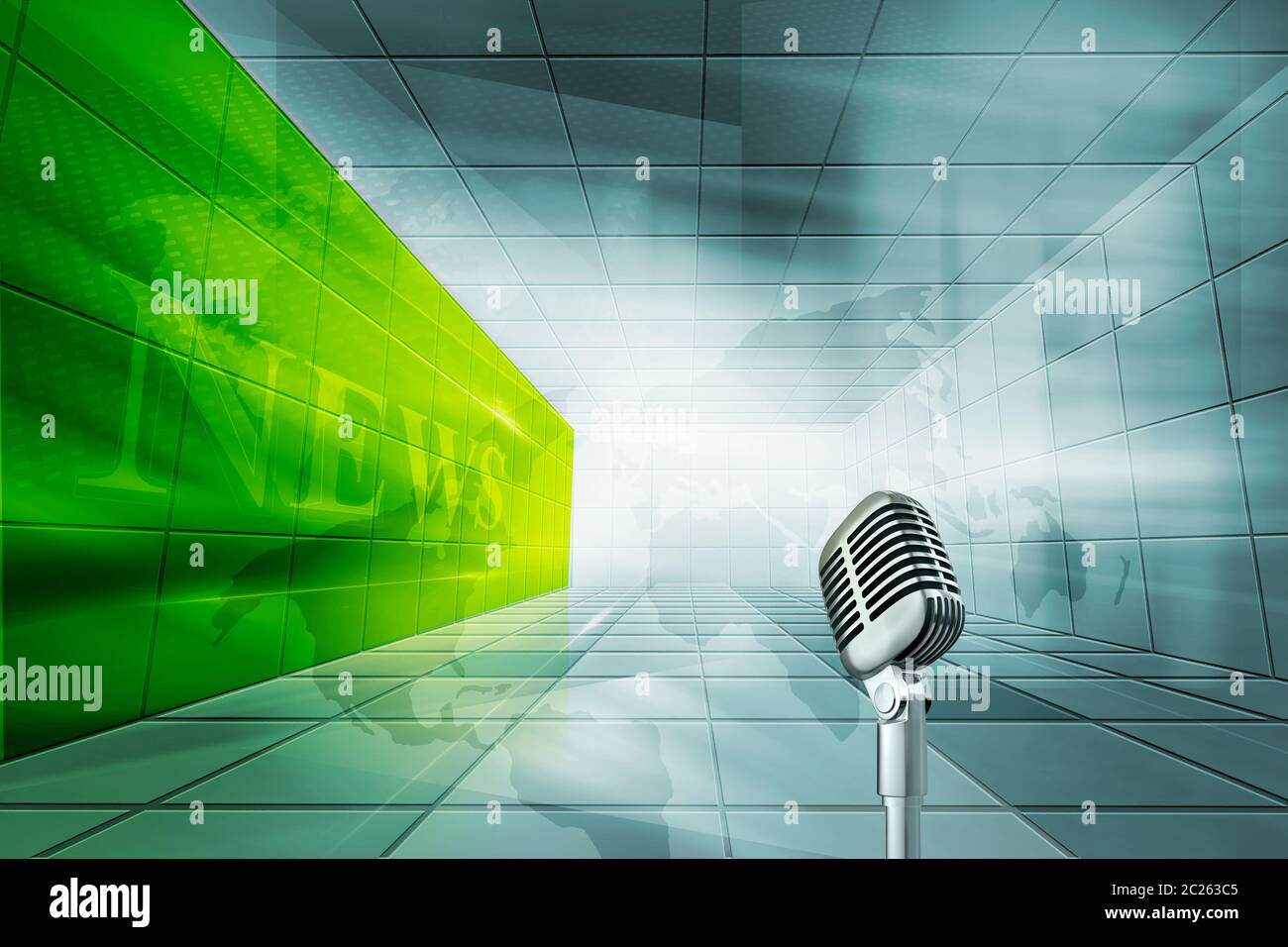 Futuristic, Modern, High tech Enclosed News Studio Background With Meal ...