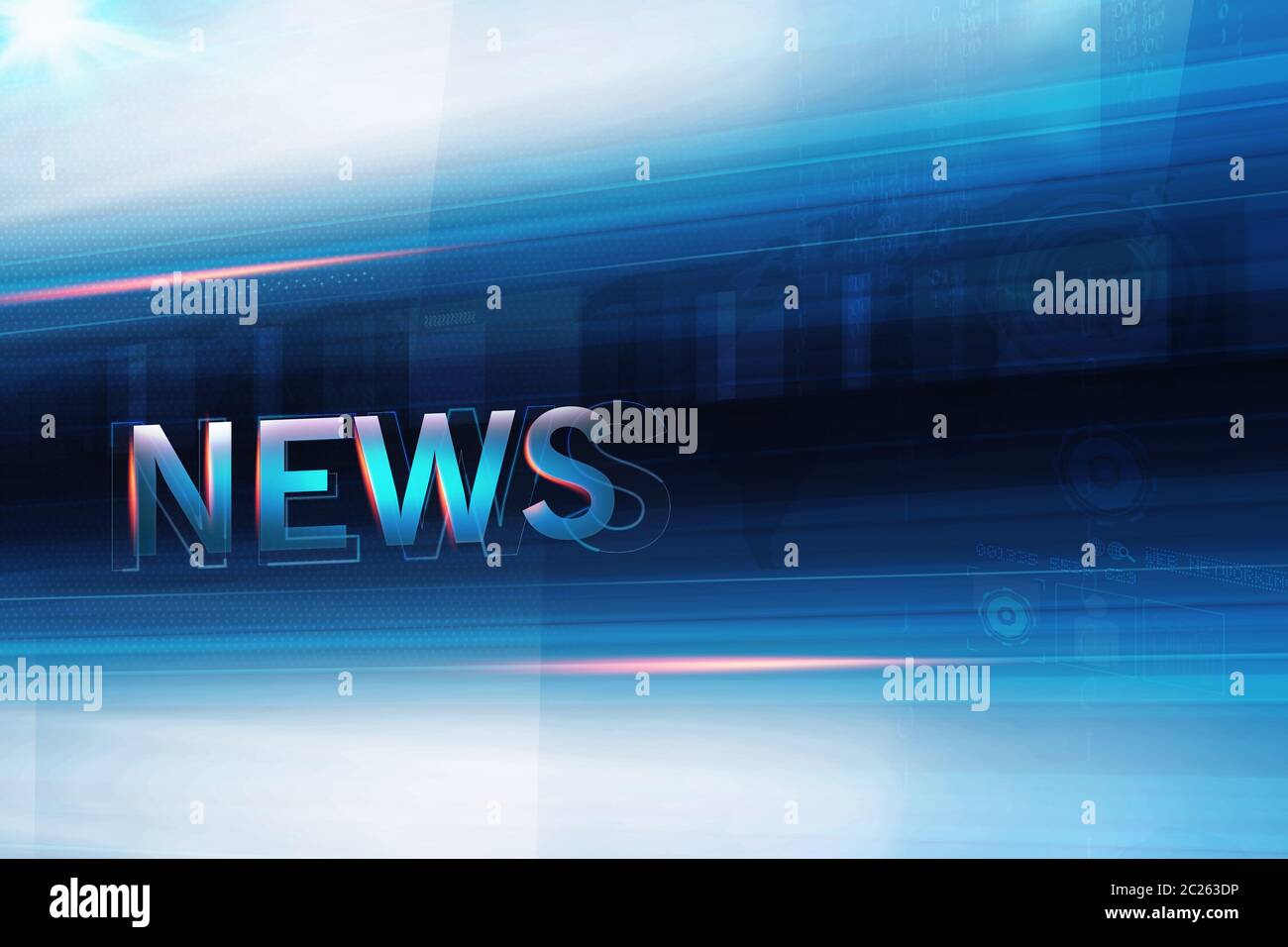 High-tech news studio background, futuristic blue theme technology ...