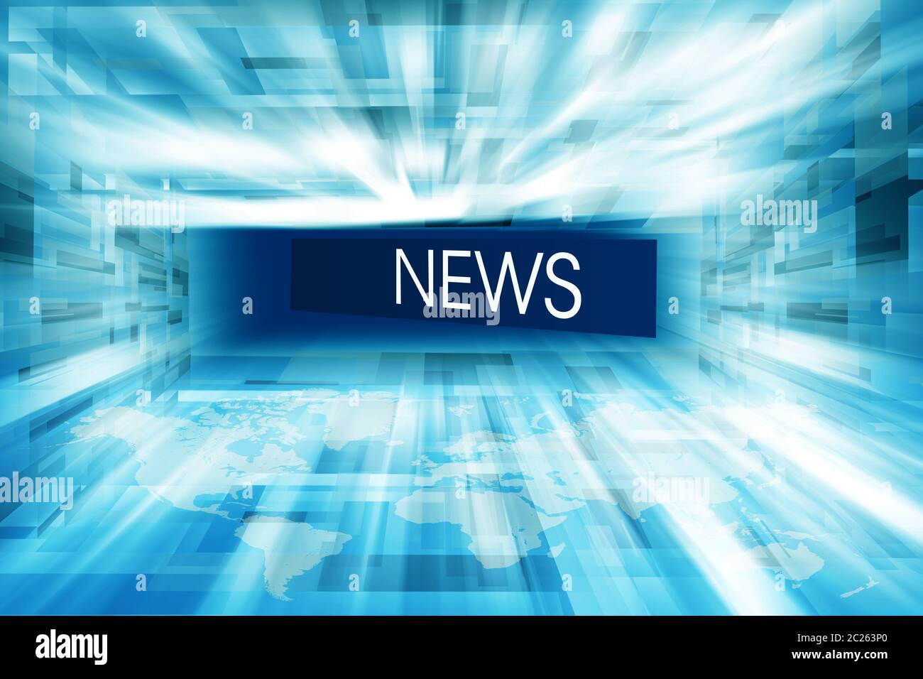 Futuristic, Modern, Hightech Enclosed News Studio Background, News Text ...