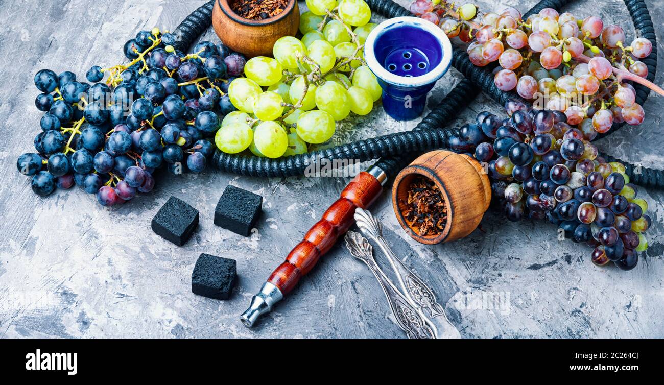 Tobacco shisha with grapes flavor.Nargile with grapes.Turkish fruit ...
