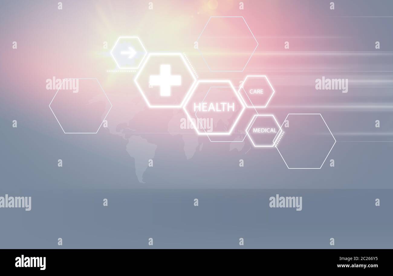 Medical abstract background, hexagonal shapes with health symbols Stock ...