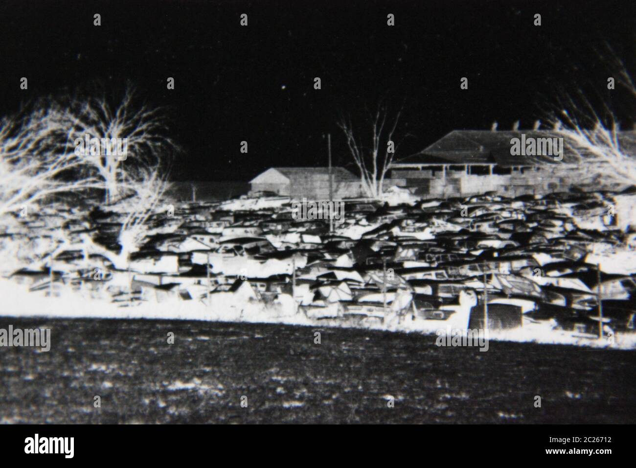 Fine 70s vintage black and white extreme photography of a farm standing ...