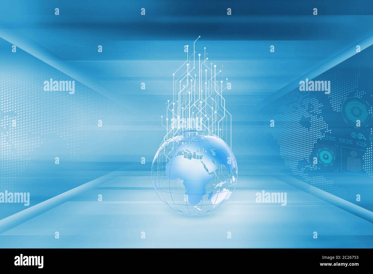 Electronical world, Rising circuits from earth globe,. New technologies ...