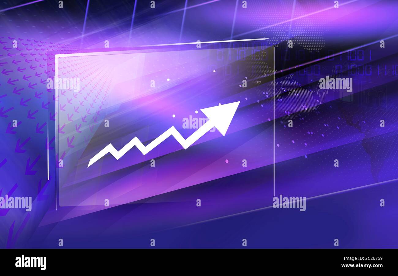 Rising white arrow in transparent big screen. 3d render, 3d ...