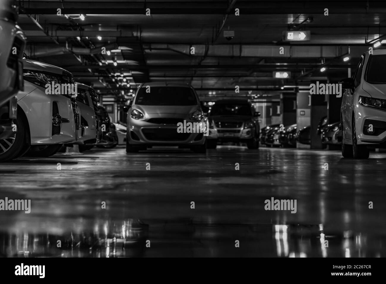 Selective focus on car parking in the shopping mall. Car parked ...