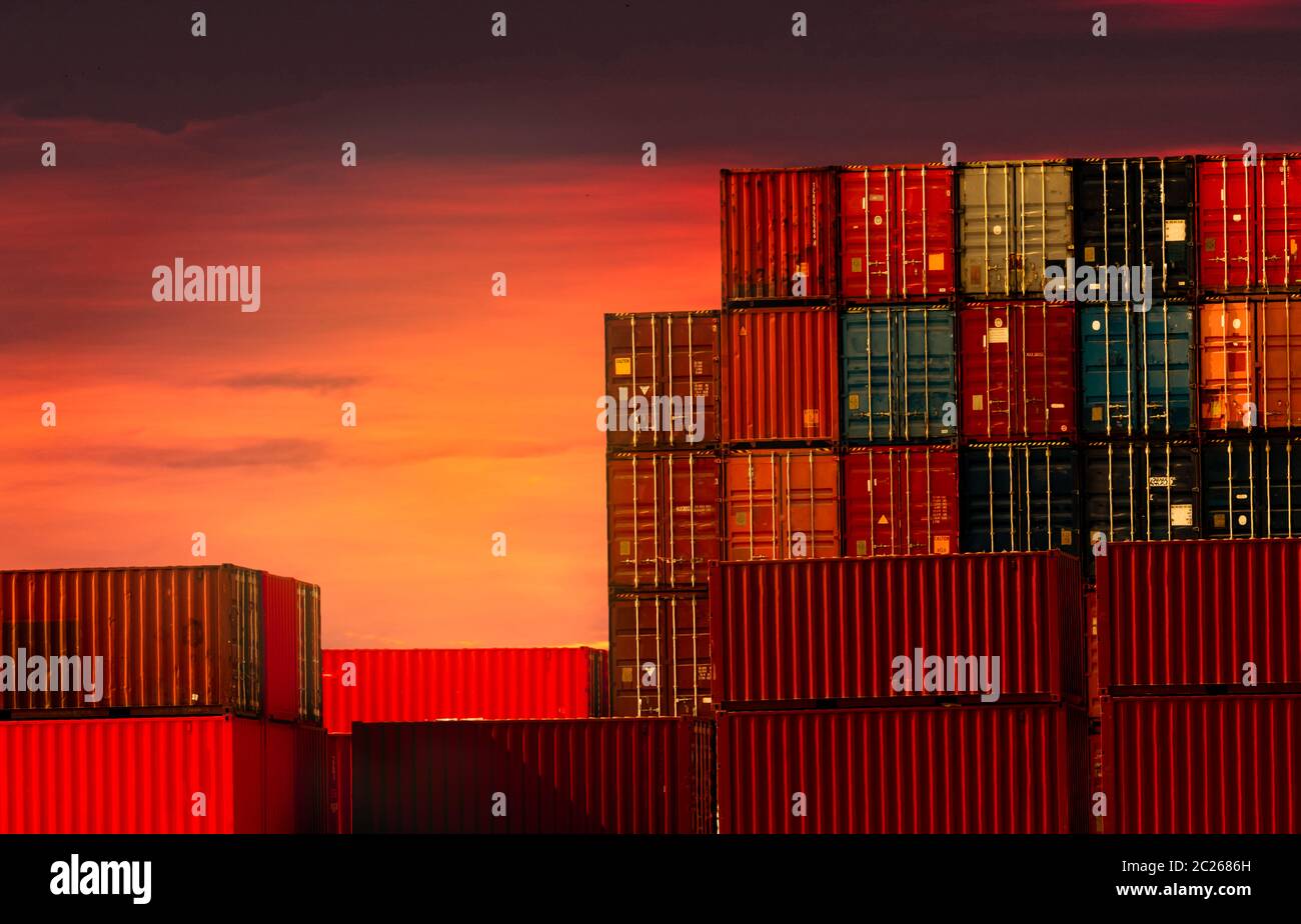 Container logistic. Cargo and shipping business. Container ship for ...