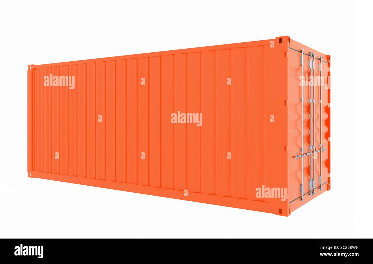 New red cargo container isolated on white background Stock Photo - Alamy