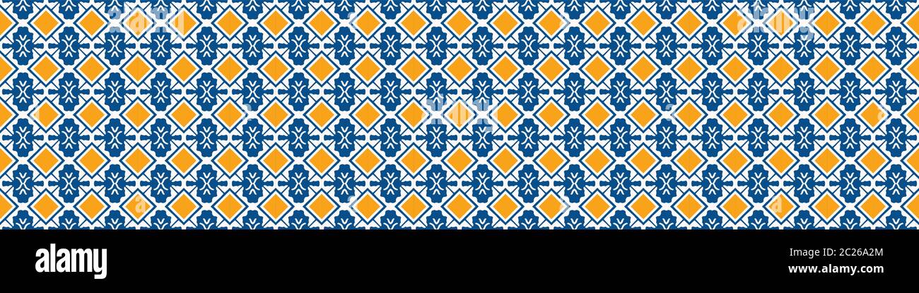 Portuguese Mosaic Tile Seamless Border Pattern. Ceramic Azulejo Style ...