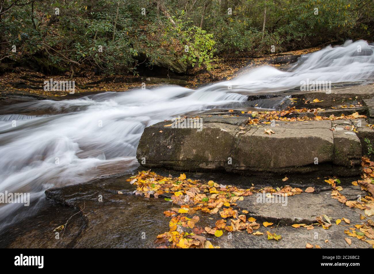 Water cascades in a North Carolina Stream Stock Photo - Alamy