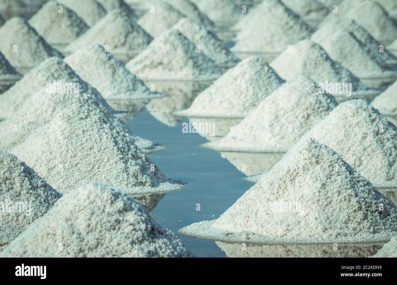 Sea salt farm in Thailand. Organic sea salt. Evaporation and ...