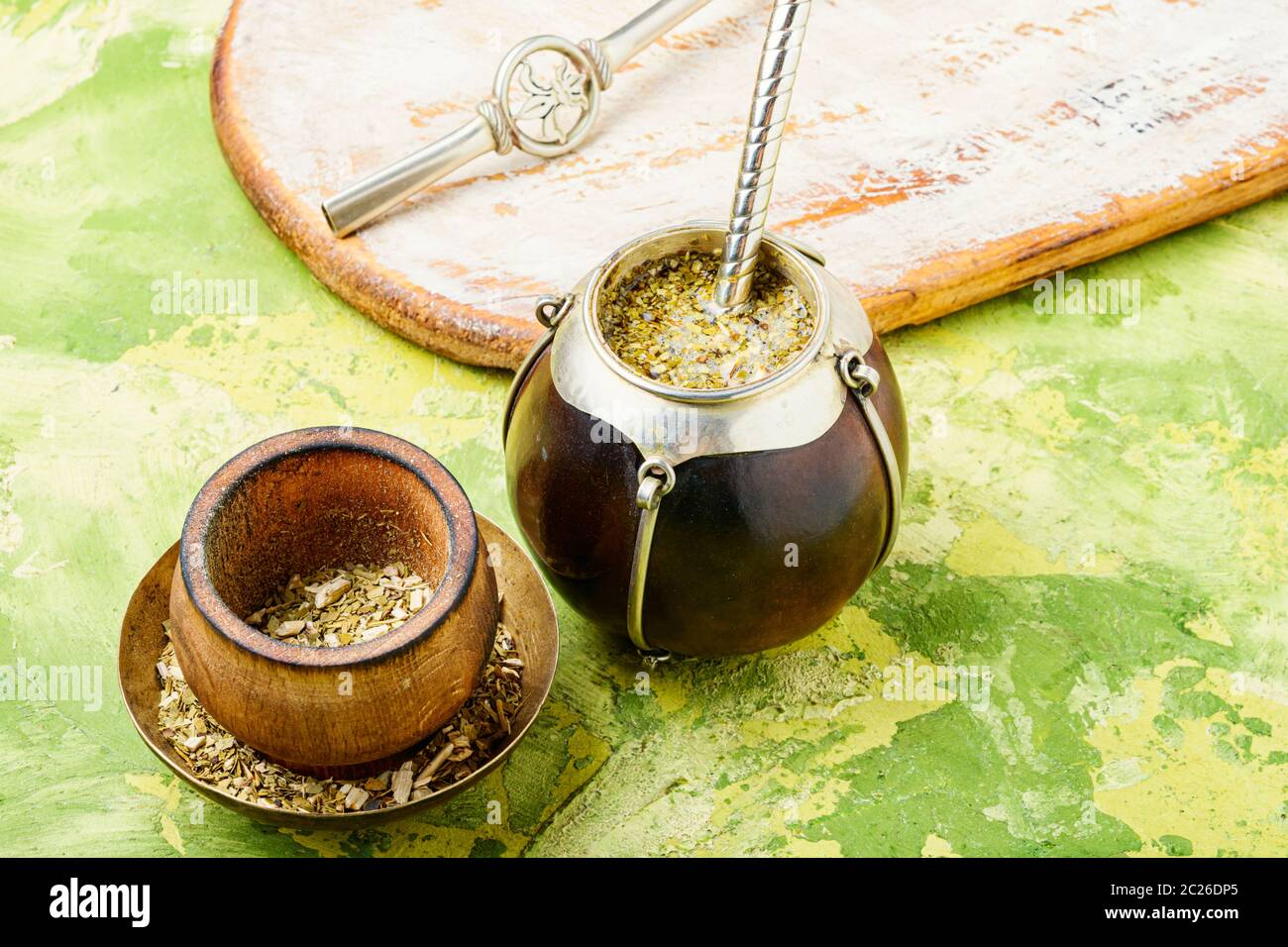 Yerba mate tea popular in latin america.Yerba mate in calabash and dry ...