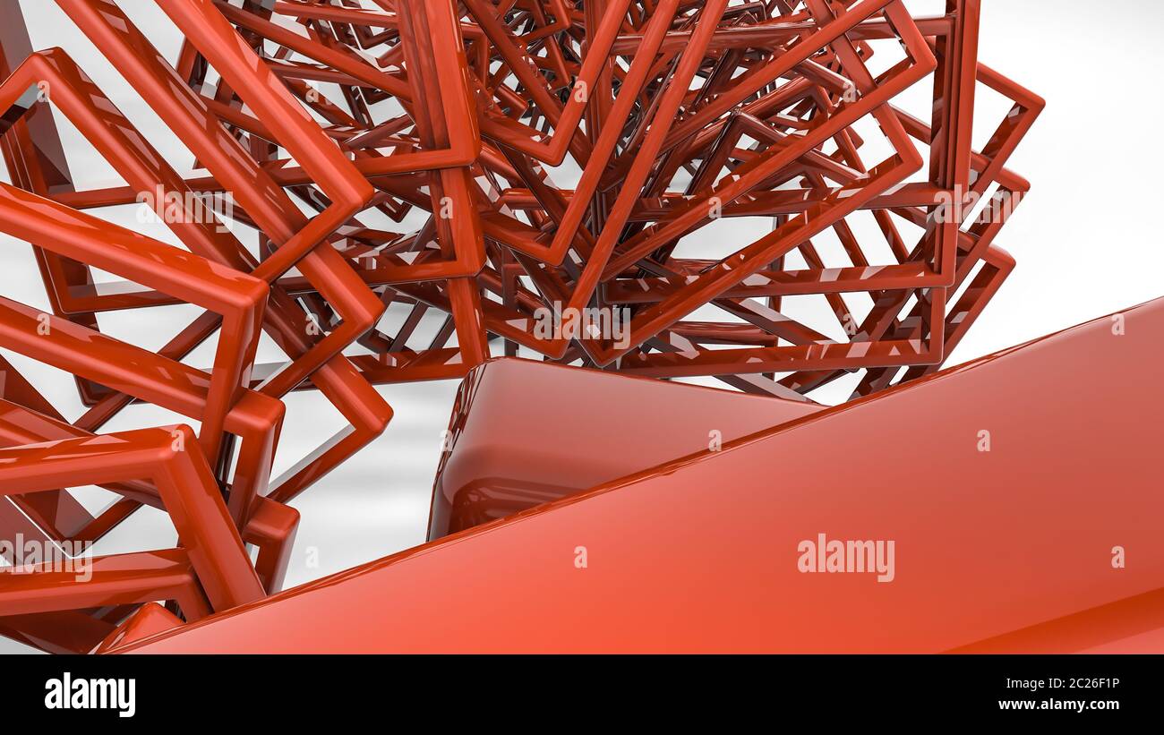 Abstract background of three-dimensional orange shapes. 3d render Stock ...