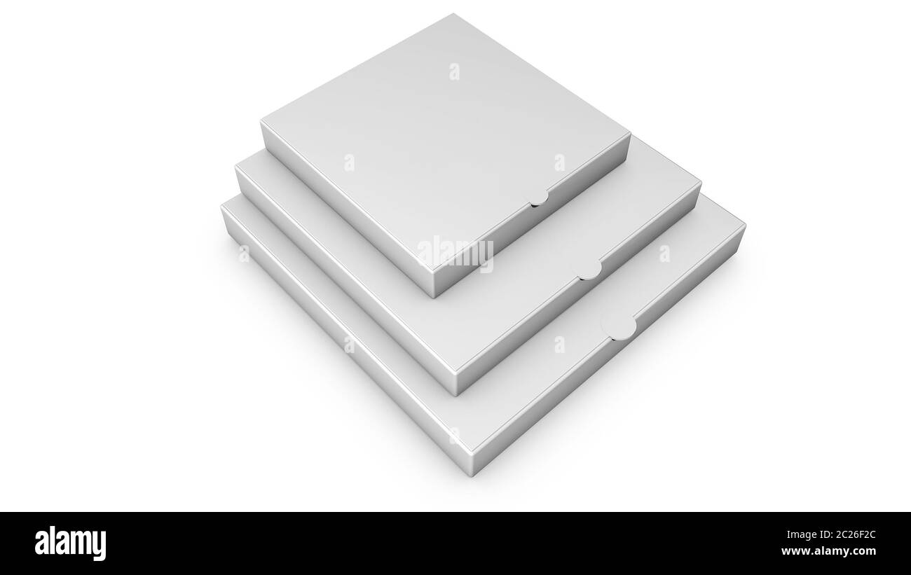 Stacks of pizza boxes. Template for advertising. 3d render Stock Photo ...