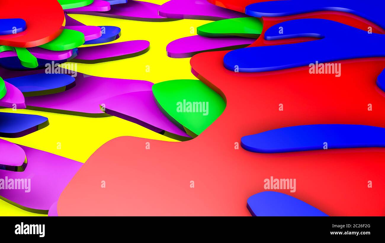 glossy plates of different shapes. abstract three-dimensional ...