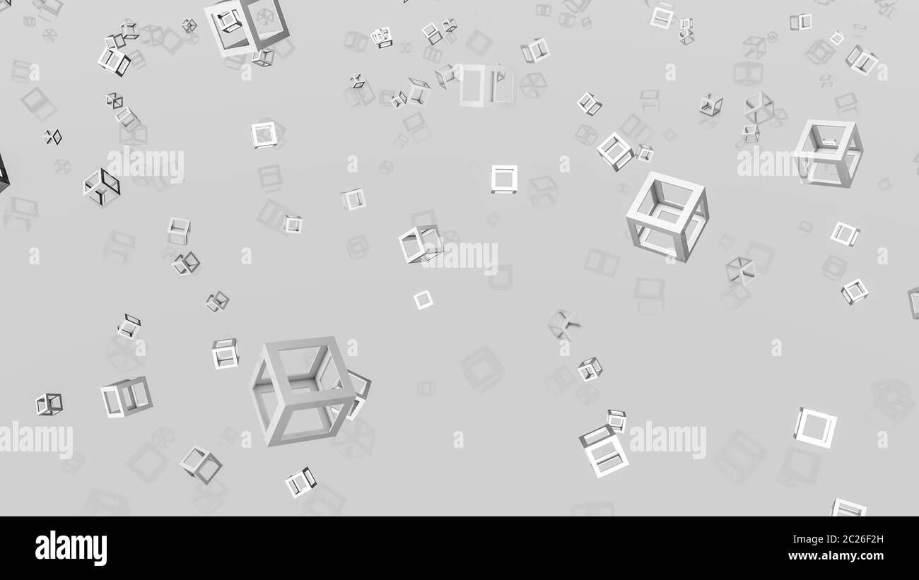 gray hollow cubes. Three-dimensional illustration. 3d render Stock ...
