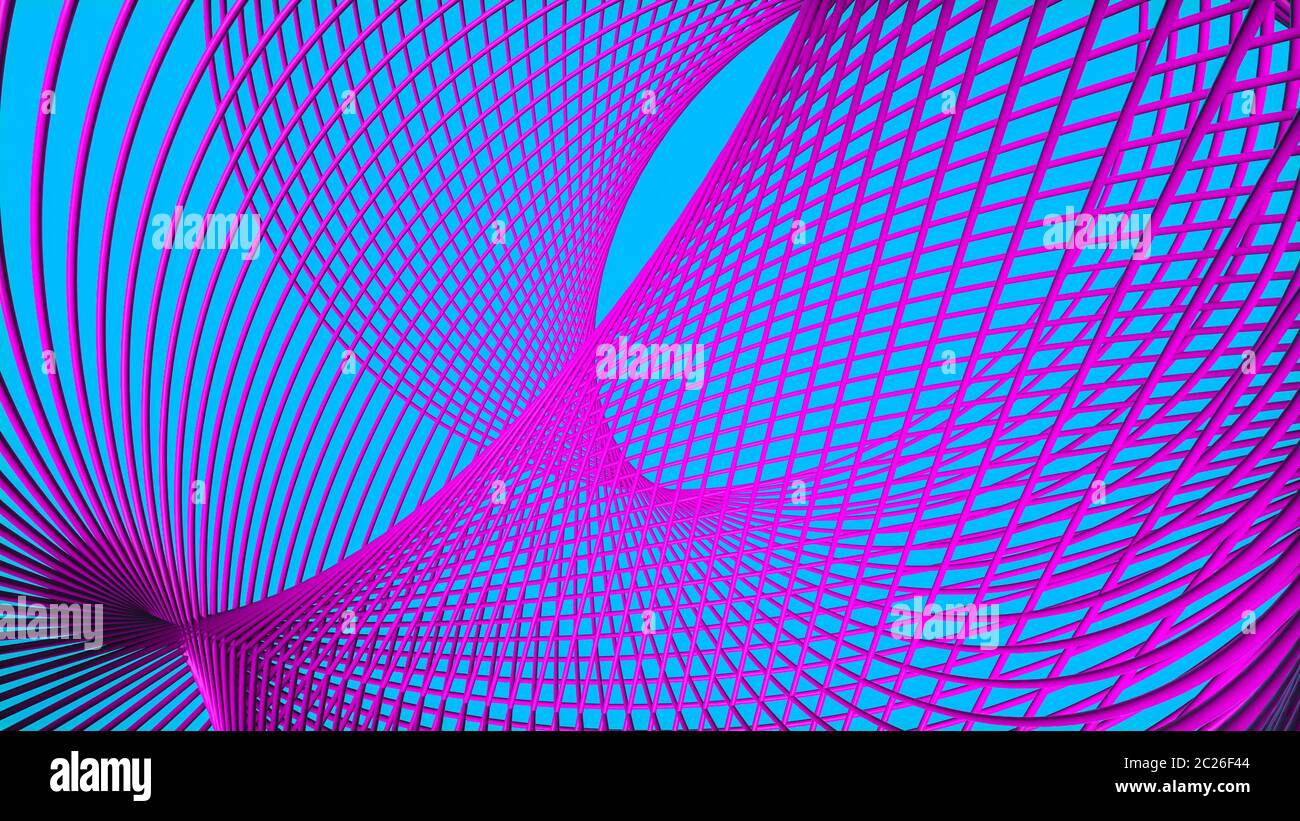 purple three-dimensional rings on a turquoise. 3d render illustration ...