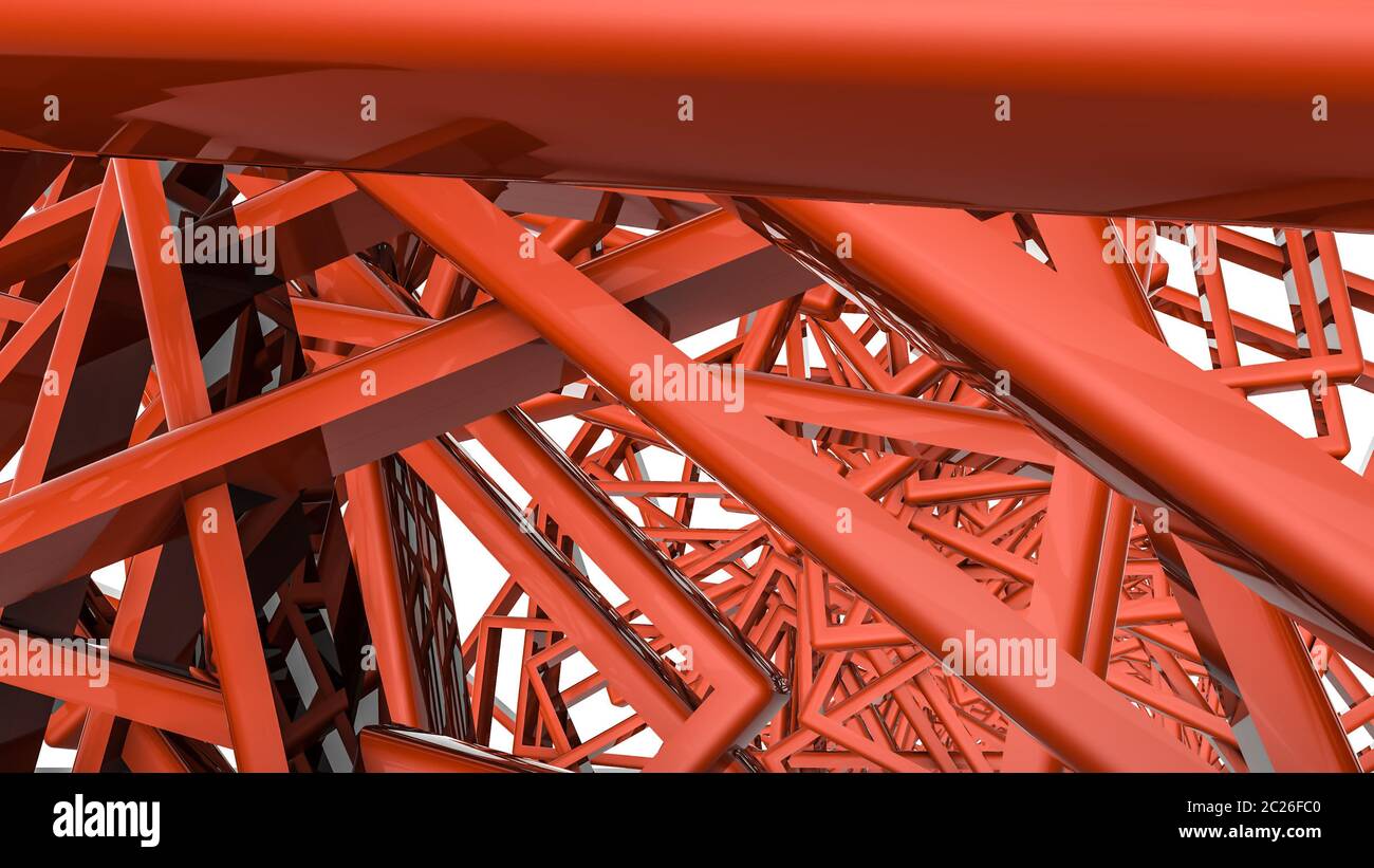 Abstract background of three-dimensional orange shapes. 3d render Stock ...